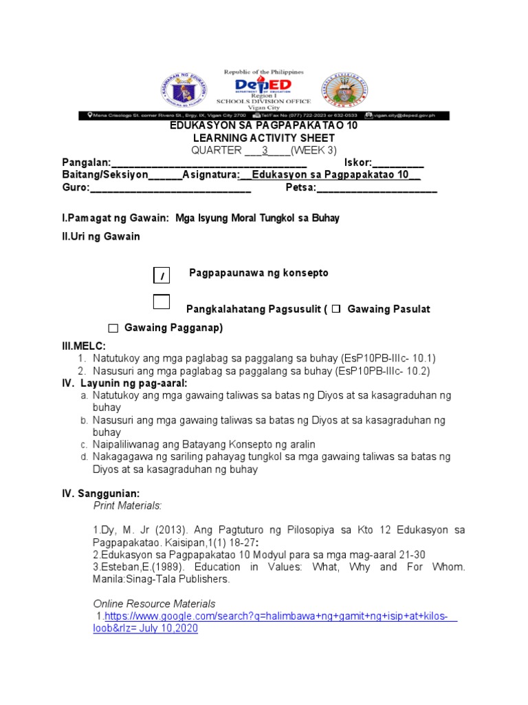 Students Copy Las Esp10 q3 w3 w4 and Summative | PDF