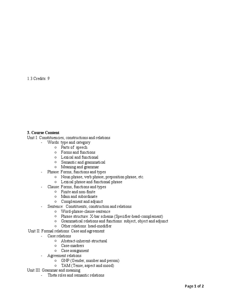 English Syntax Notes | PDF | Clause | Phrase