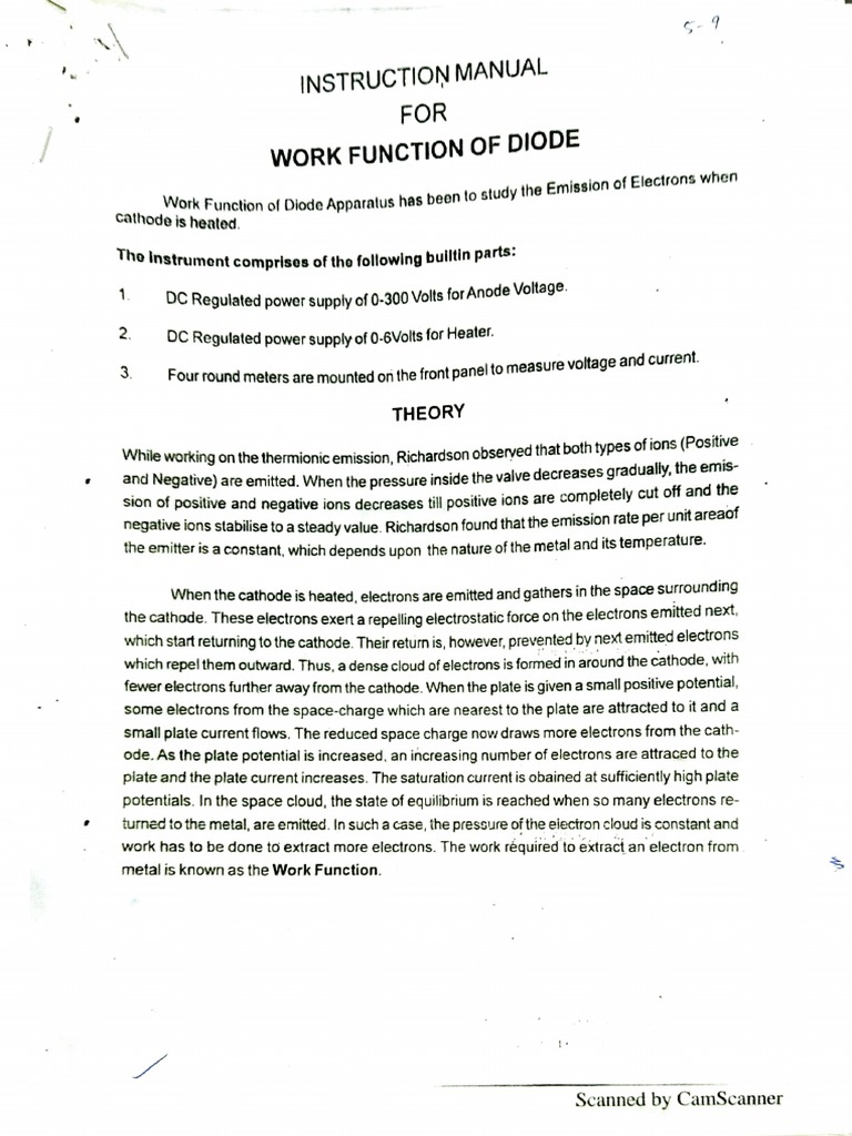 Work Function | PDF | Cathode | Diode