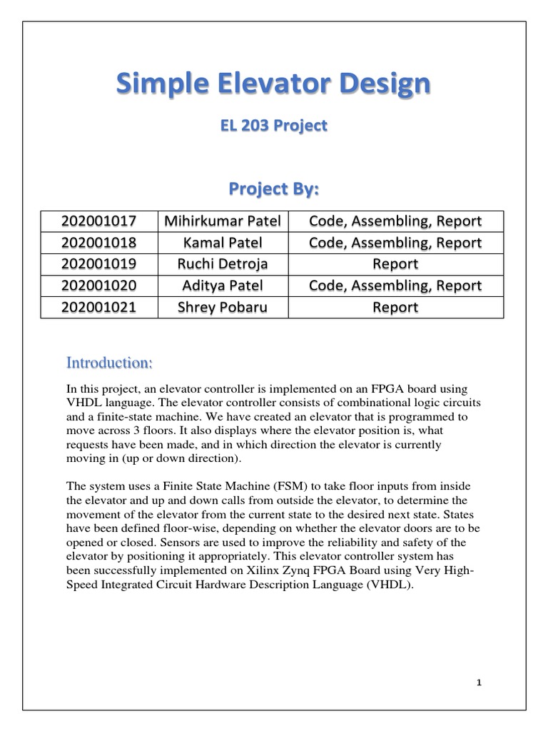 Simple Elevator Design | PDF | Elevator | Electronic Engineering