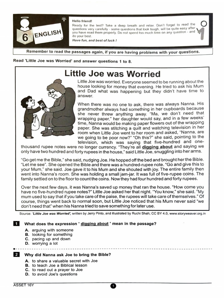 Grade 6-ASSET PRACTICE WORKSHEET | PDF