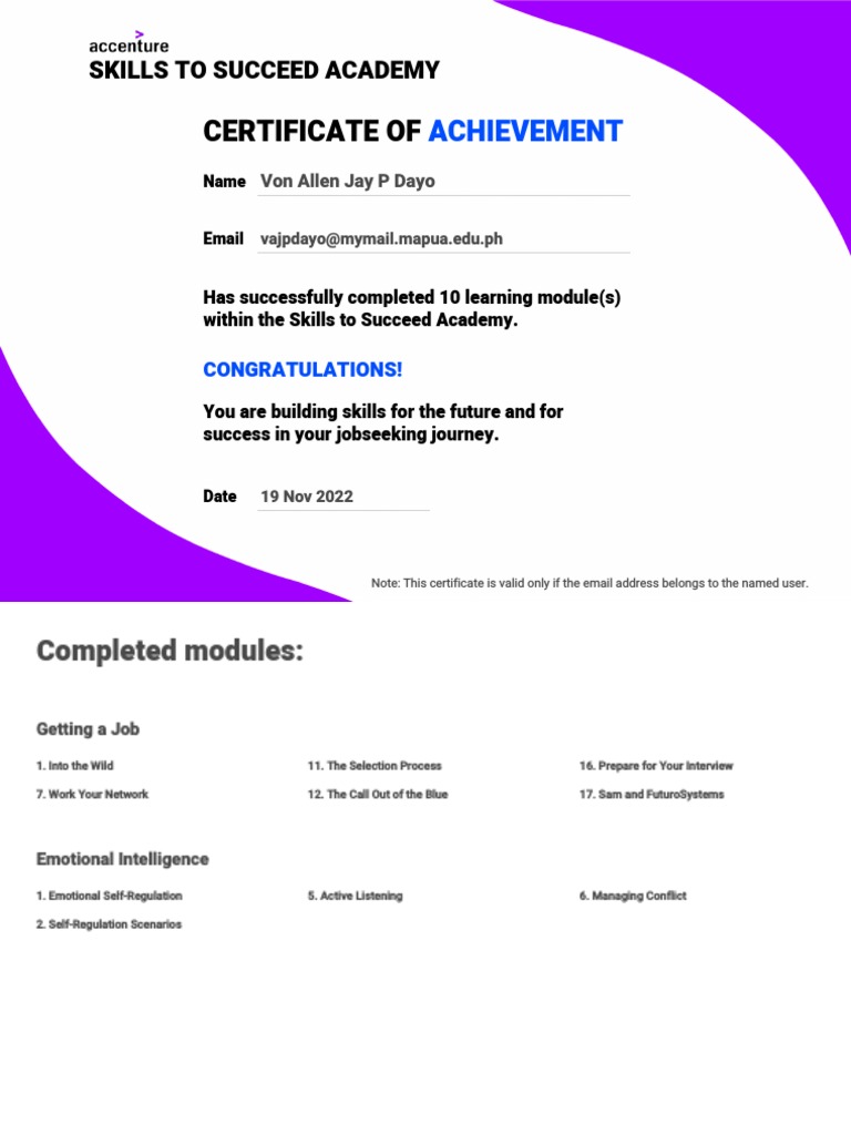 S2S CERTIFICATE VonAllenDayo | PDF