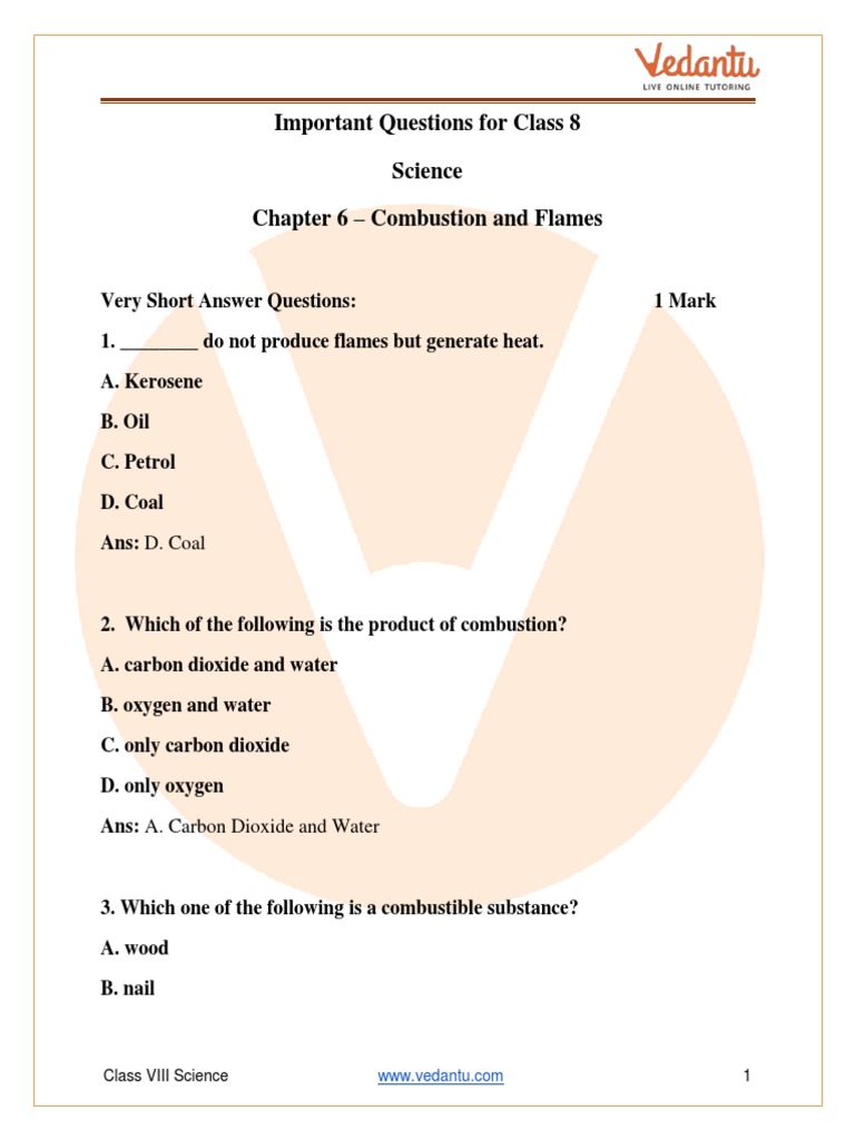 Important Questions For CBSE Class 8 Science Chapter 6 | PDF ...