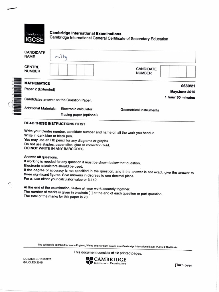Igcse Math 0580 Pdf Volume Speed