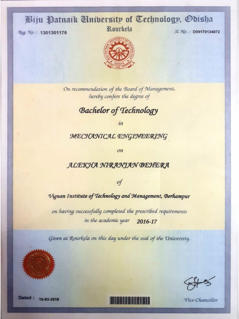 B.tech Certificate | PDF