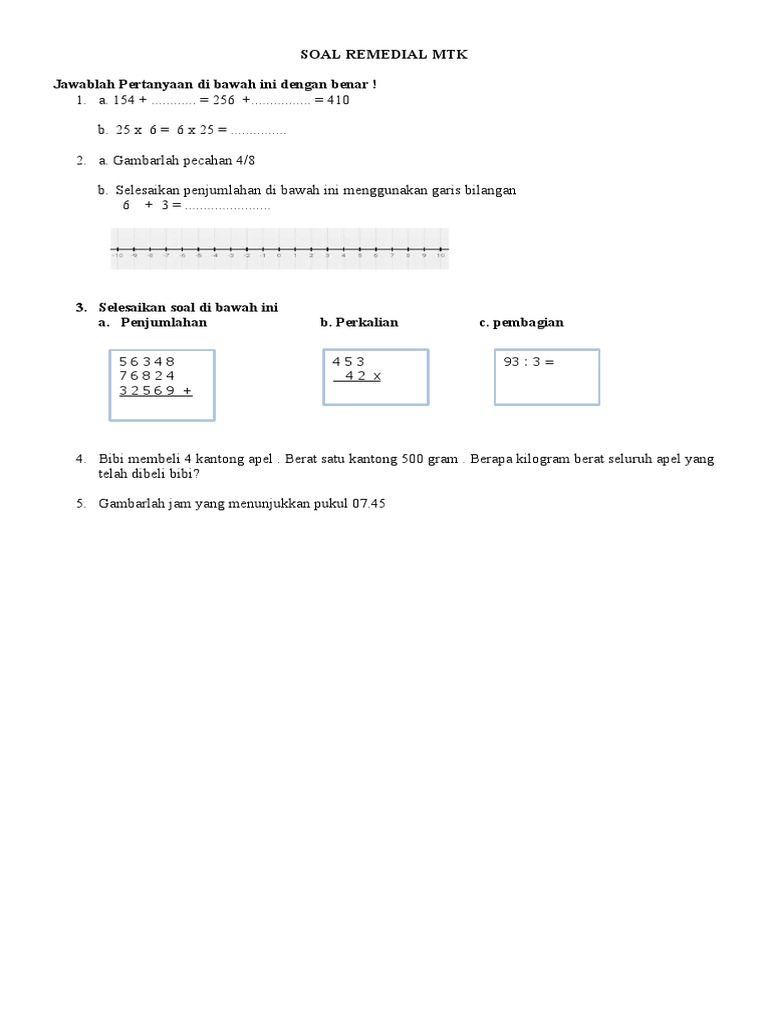Soal Remedial MTK | PDF | Metode & Bahan Ajar
