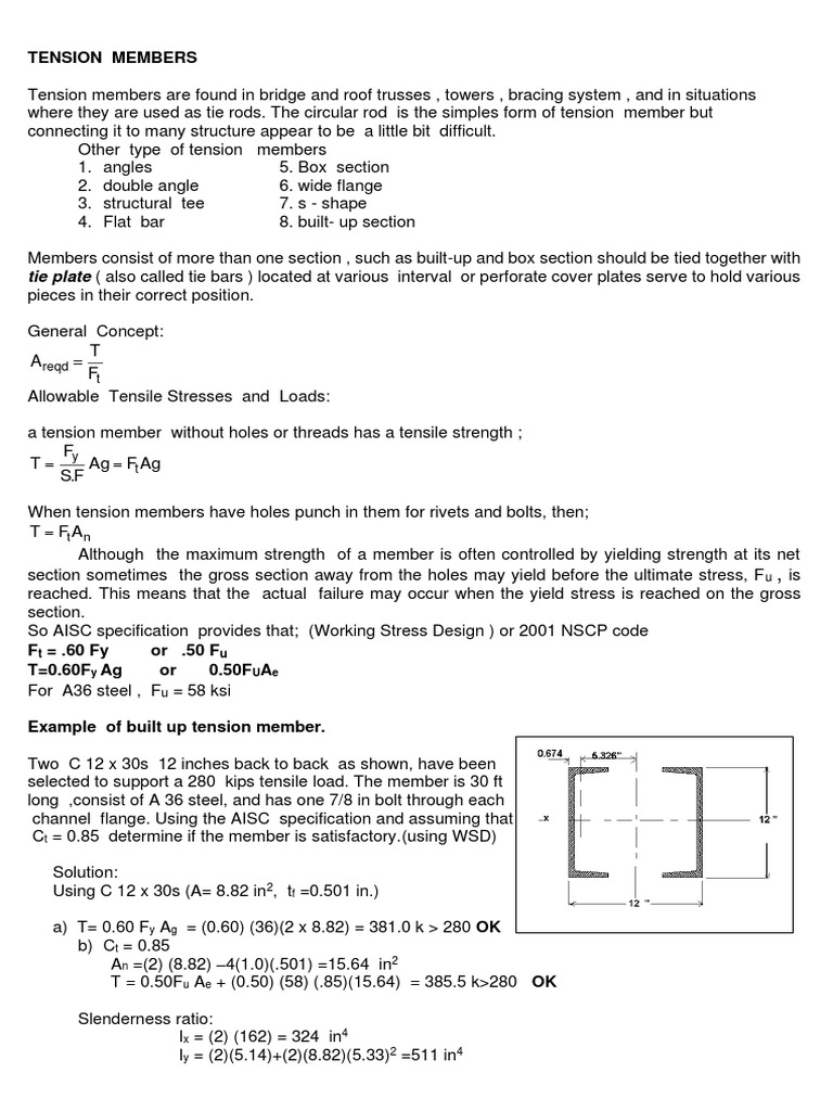 TENSION MEMBERS STRENGTH | PDF | Stress (Mechanics) | Screw