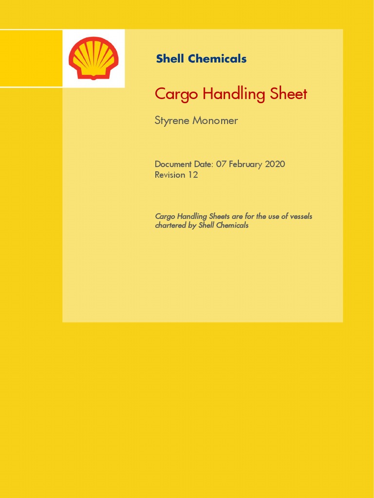 Shell - Cargo Handling Sheet Styrene Monomer | PDF | Cargo | Gases