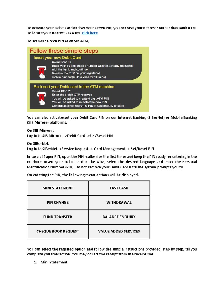 How Can I Use My SIB Debit Card | PDF | Debit Card | Personal ...
