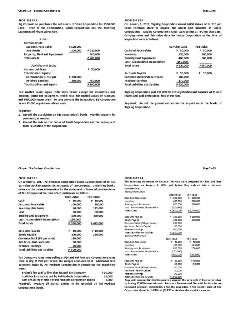 Chap 13 - Problems | PDF | Book Value | Equity (Finance)
