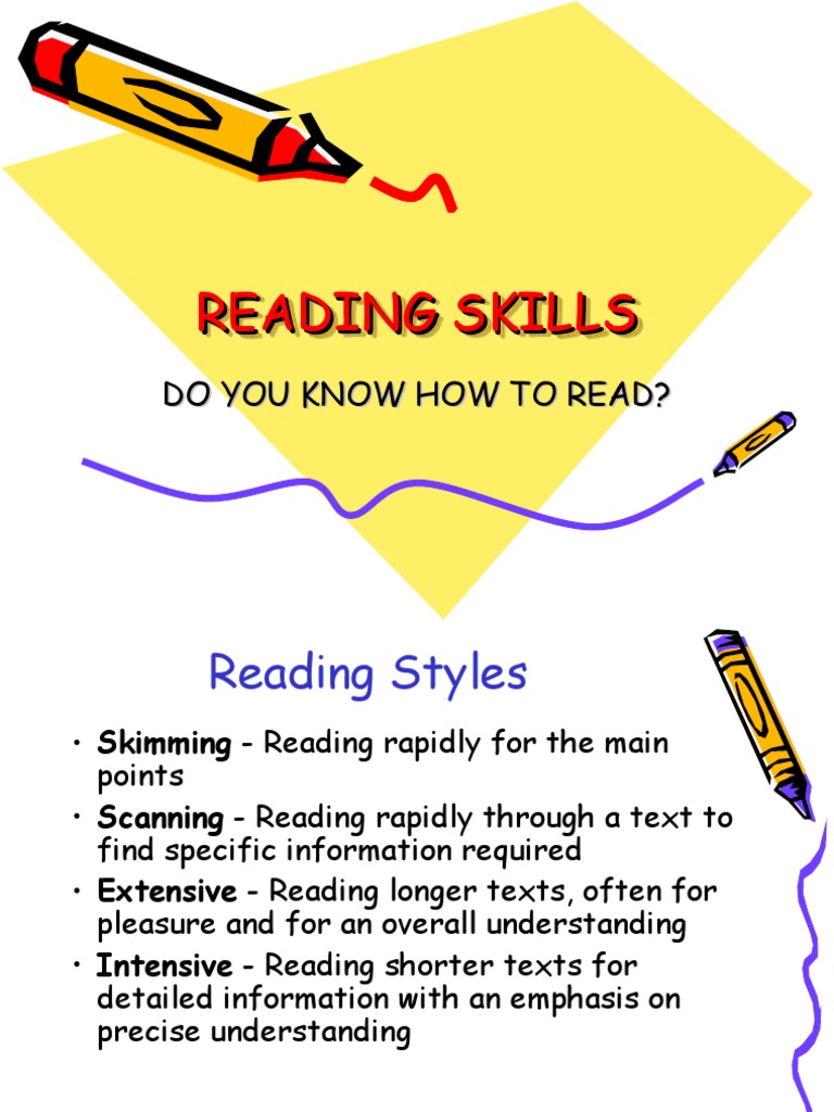 Using The Appropriate Reading Styles And Scanning For Specific