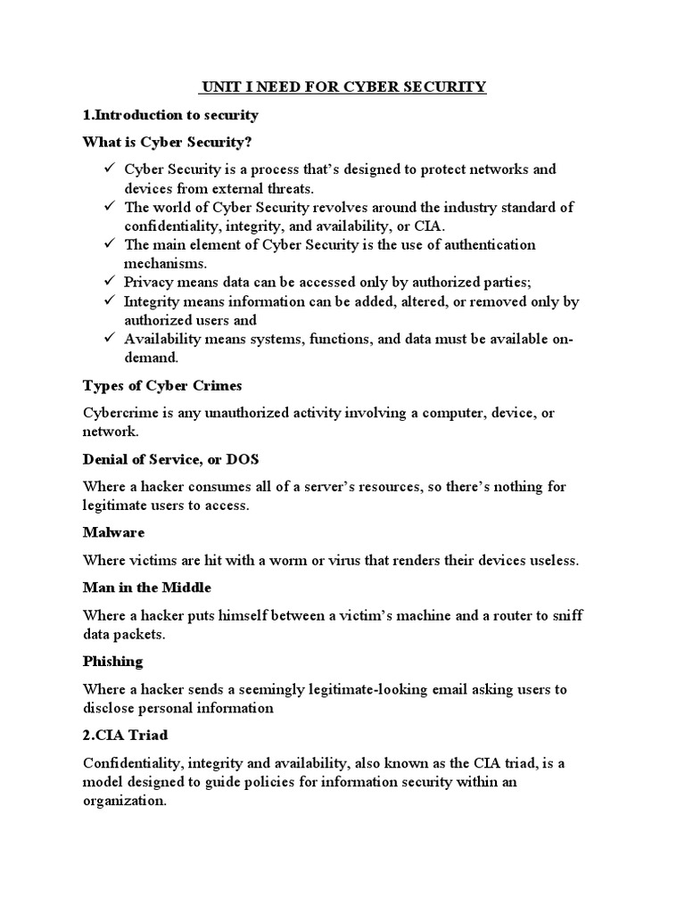 Unit 1 Cyber Security Pdf Information Security Security