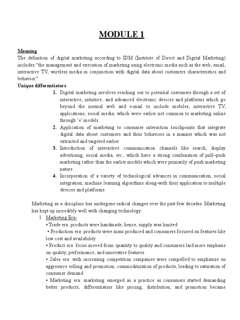 Module 1 | PDF | Digital Marketing | Marketing