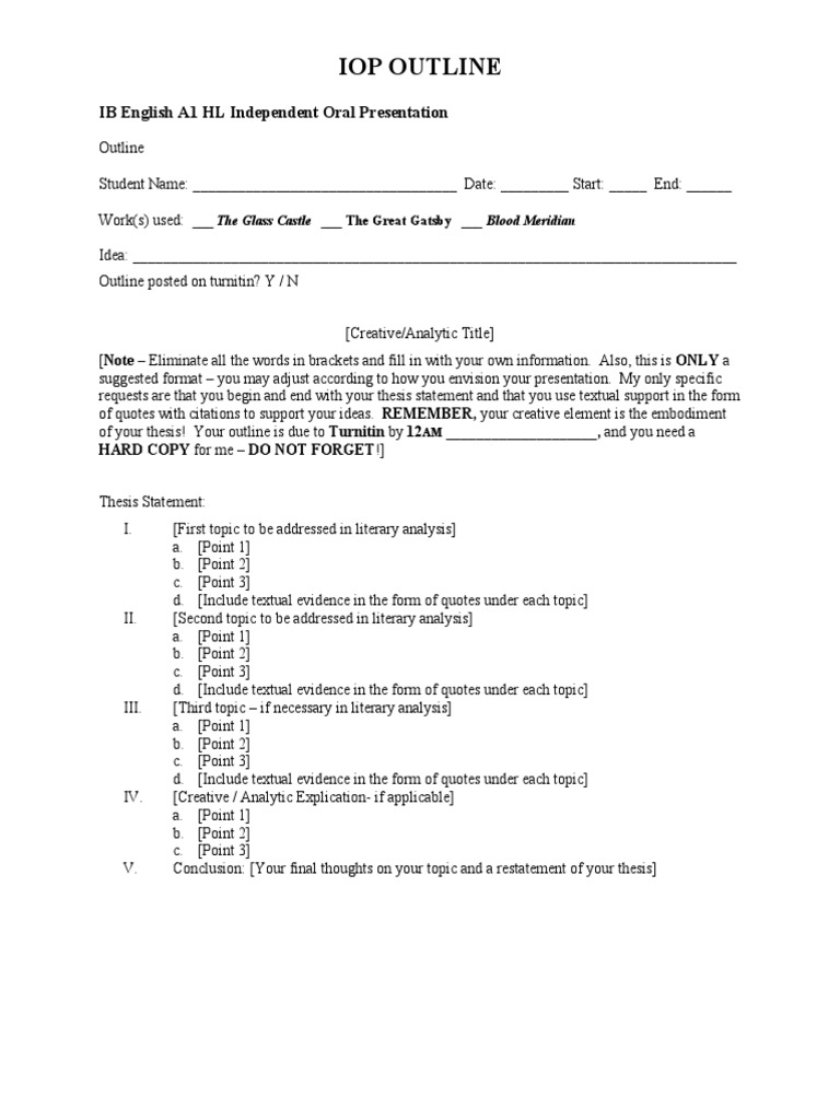 Iop Outline Template (1) 1 | PDF