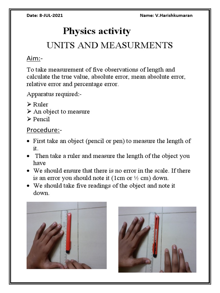 Physics Activity | PDF | Measurement