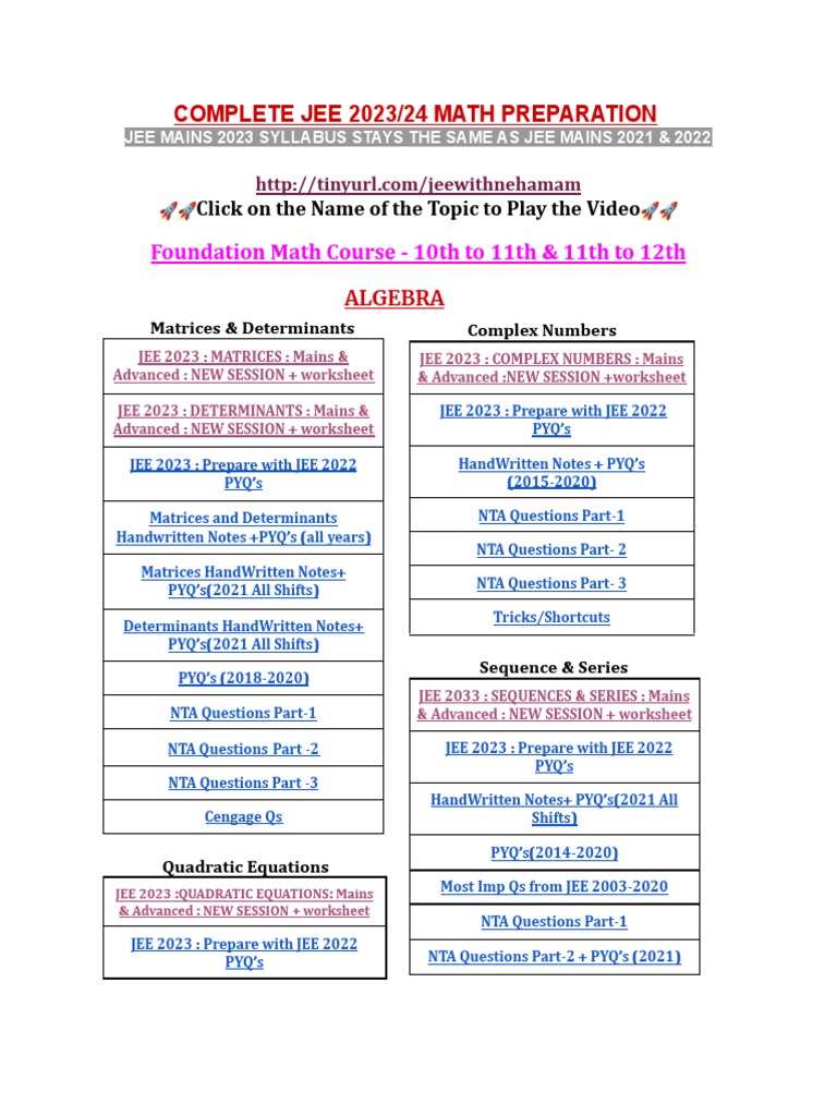 Jee 2023 Pdf Derivative Integral