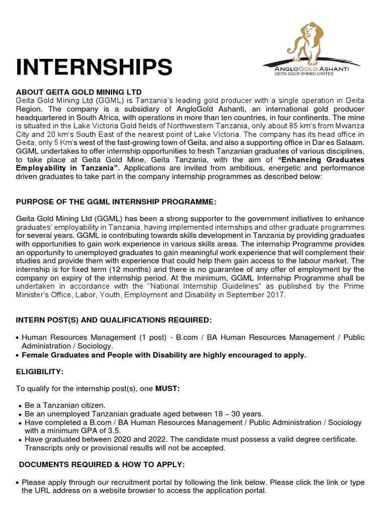 Intern - Human Resources Management | PDF | Tanzania