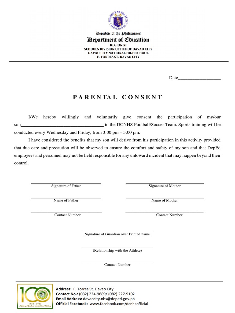 PARENTAL CONSENT SOCCER Final | PDF