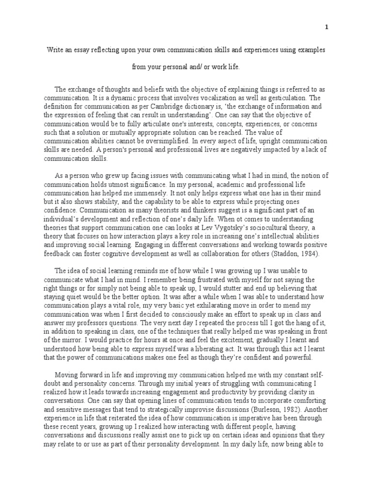 Essay Reflecting Upon Your Own Communication Skills | PDF ...