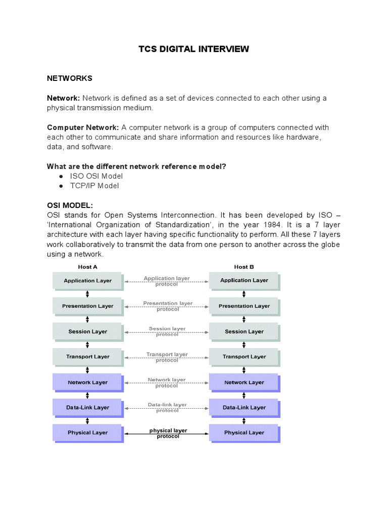 TCS Digital Interview | PDF | Osi Model | Computer Network