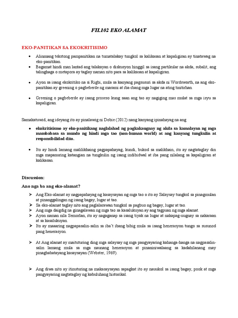 Eko Alamat Final Outline | PDF