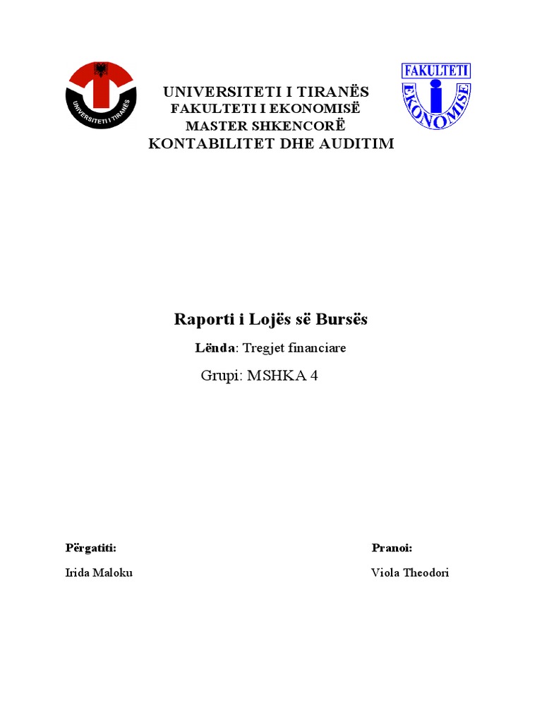 Format Raporti Tregje Financaire Loja e Burses 1019-2020 | PDF
