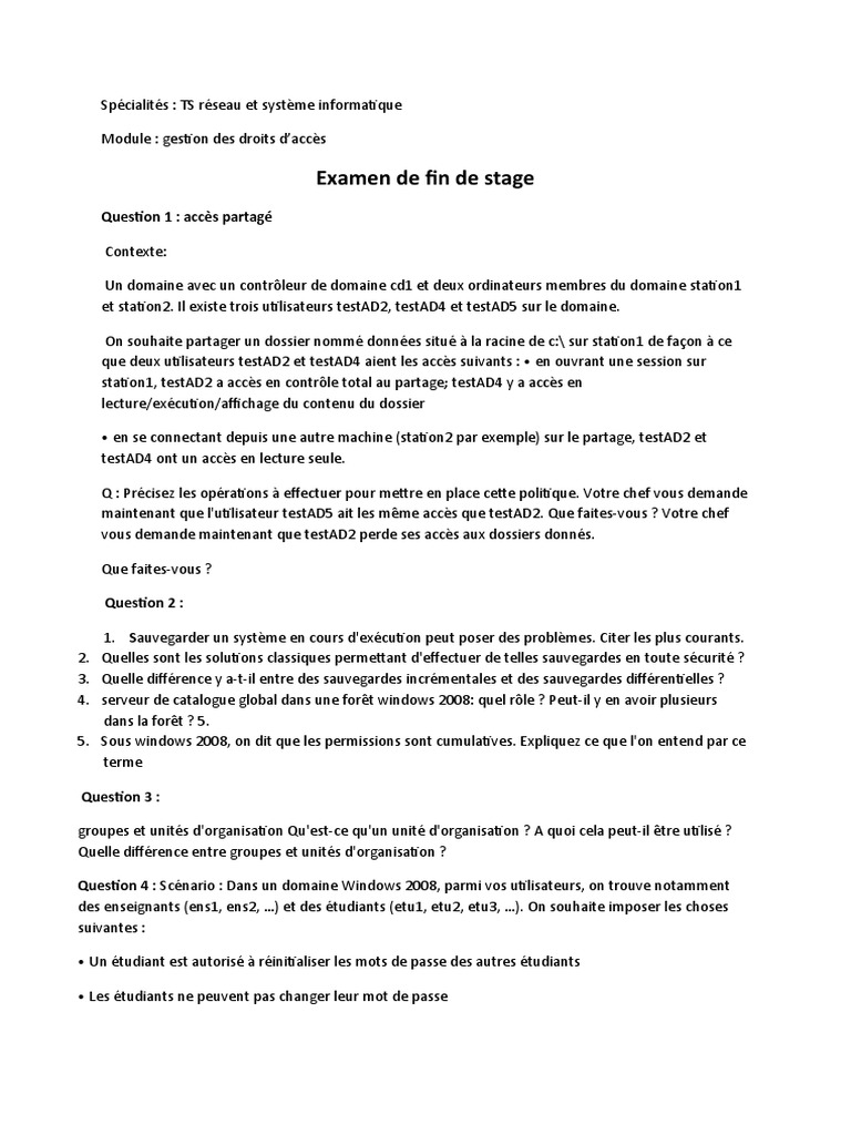 Gestion des droits d'accès informatique | PDF | Sauvegarde ...