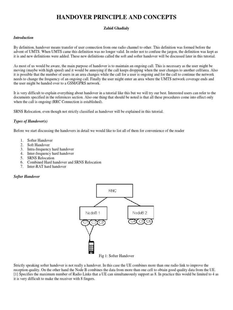 Handover Principle and Concepts | PDF | Radio Resource Management ...
