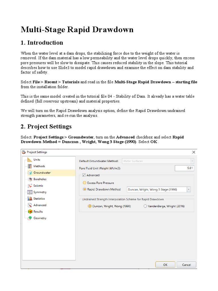 Rapid Drawdown Analysis for Dams | PDF | Stress (Mechanics) | Dam