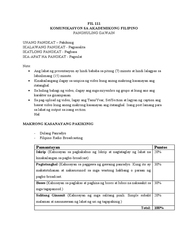 FIL 111 Final Output | PDF