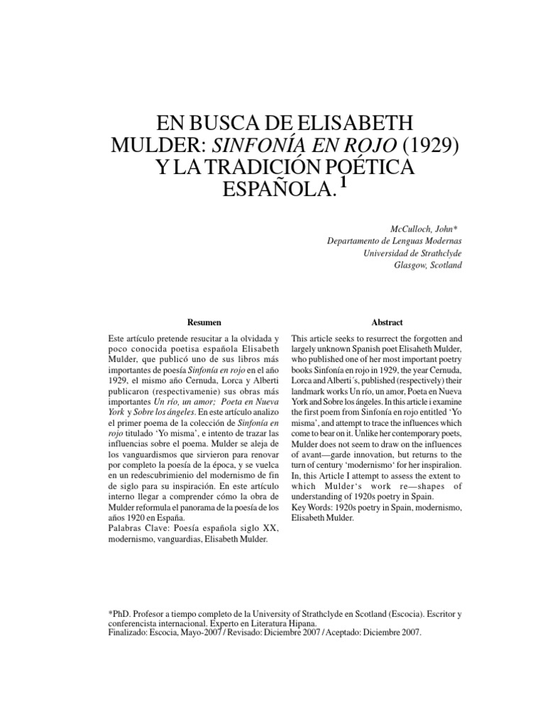 En Busca de Elisabeth Mulder Sinfonía en Rojo (1929) y La Tradición ...