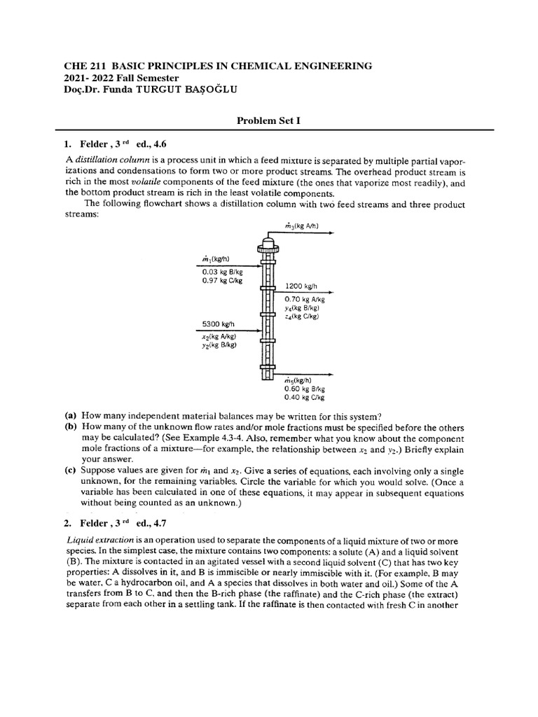 CHE211 Problem Set 1 | PDF | Solubility | Gases