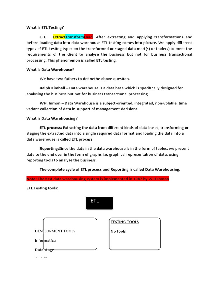 ETL Notes | PDF ETL Notes | PDF