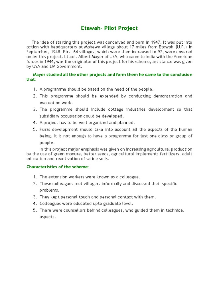 Etawah Pilot Project | PDF