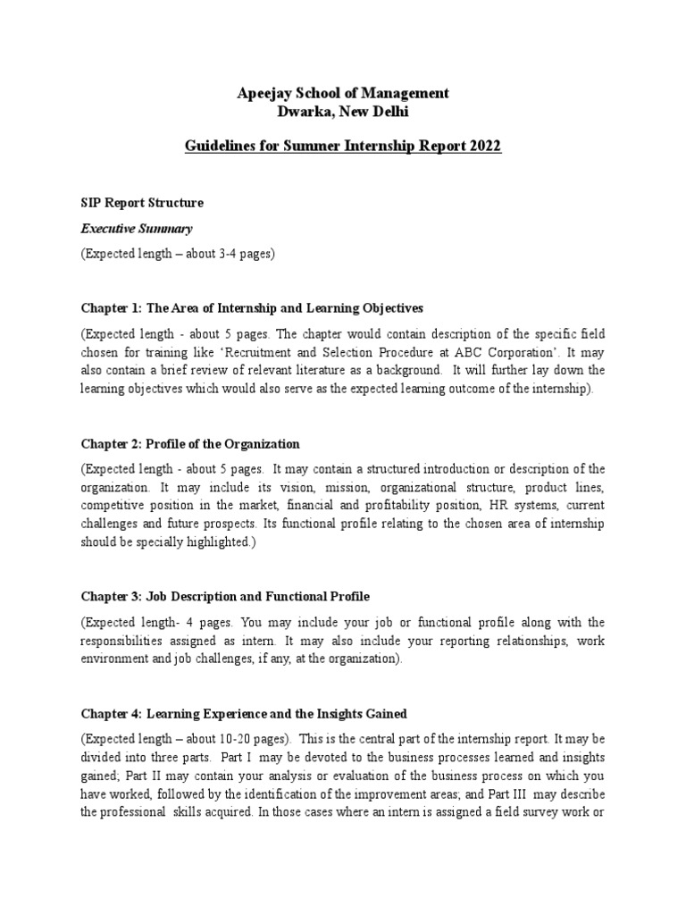 SIP Report Guidelines 2022 | PDF | Internship | Job Hunting