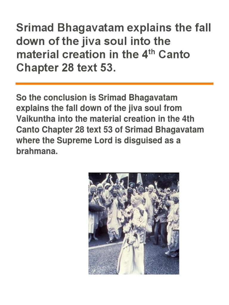 Fall Down of The Jiva Soul Into The Material Creation in Bhagvatam ...