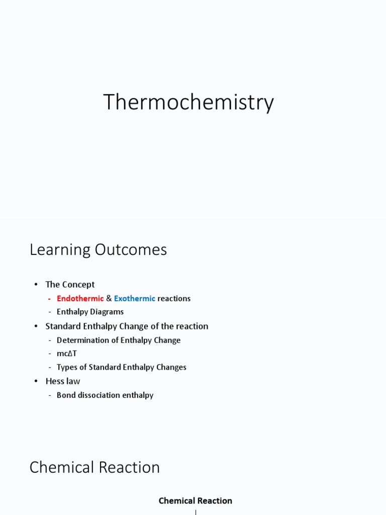 Topic 2 - Thermochemistry | PDF | Enthalpy | Chemical Reactions