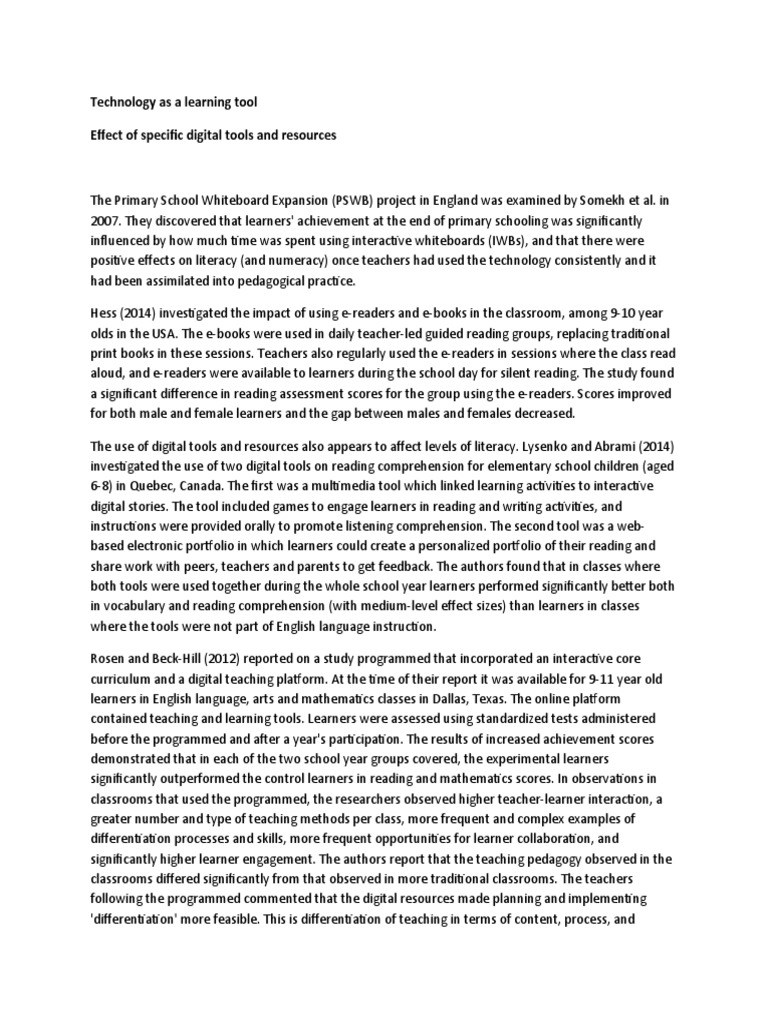 Technology As A Learning Tool | PDF | Differentiated Instruction | Teaching Method