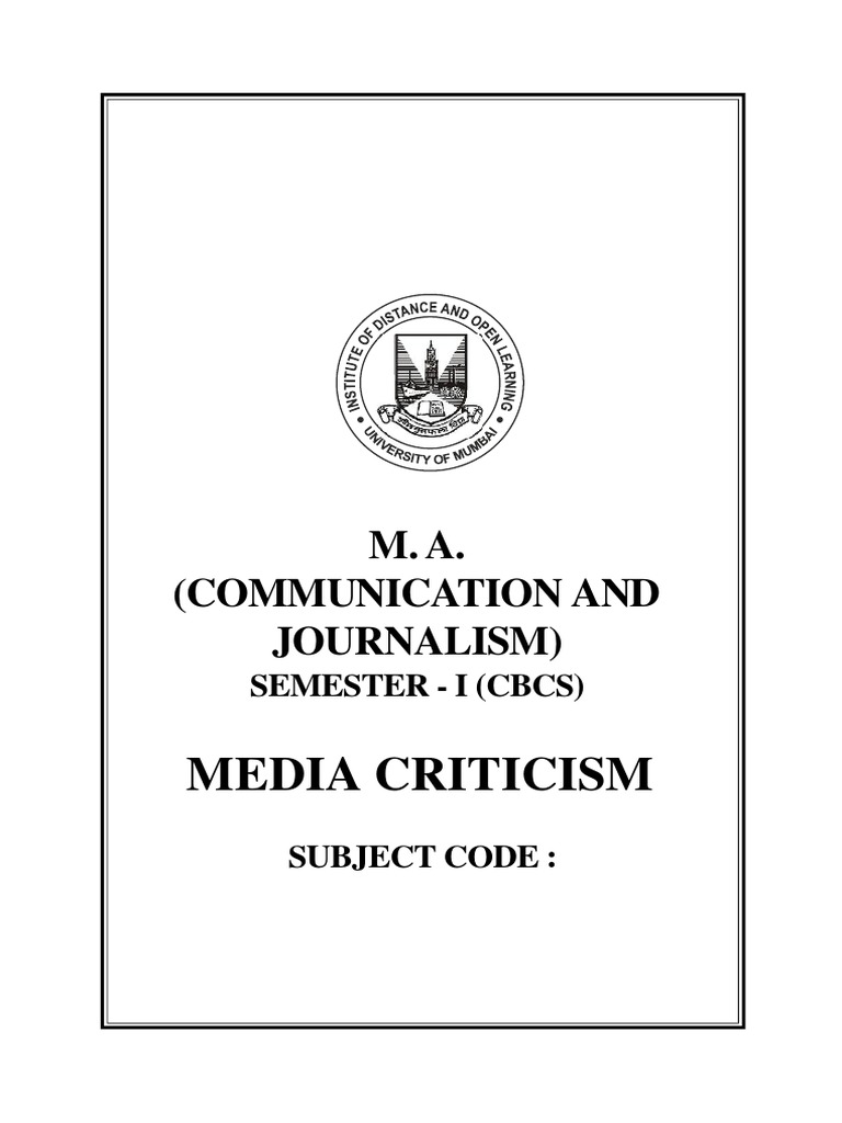 PDF of Media Criticism | PDF | Cartoon | Mass Media
