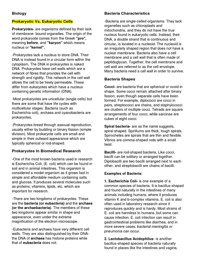 Prokaryotes vs. Eukaryotes | PDF | Cell (Biology) | Eukaryotes