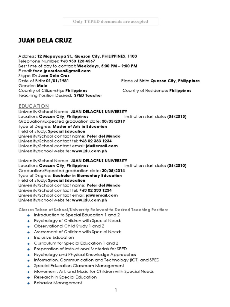 FCEC Resume Sample | PDF | Special Education | Individualized Education ...