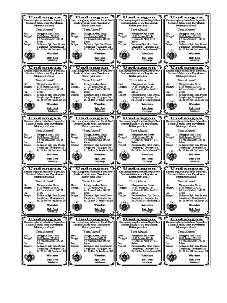 Undangan Rokok Khitan 2018 | PDF