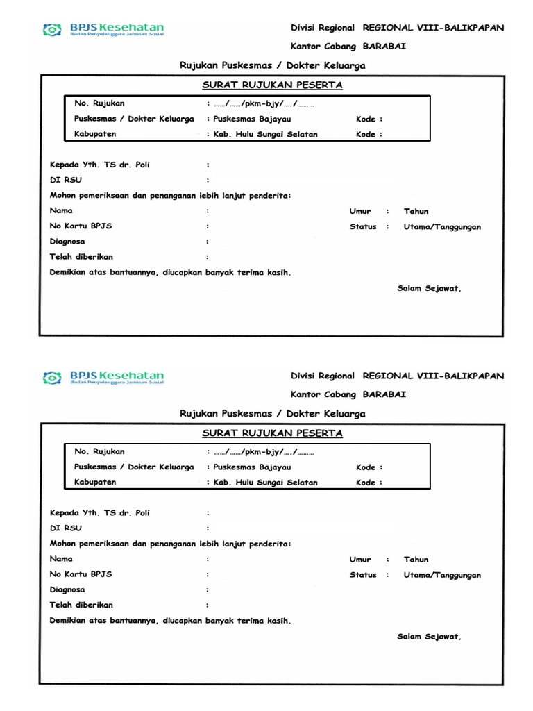 Form Rujukan Bpjs KOSONG | PDF