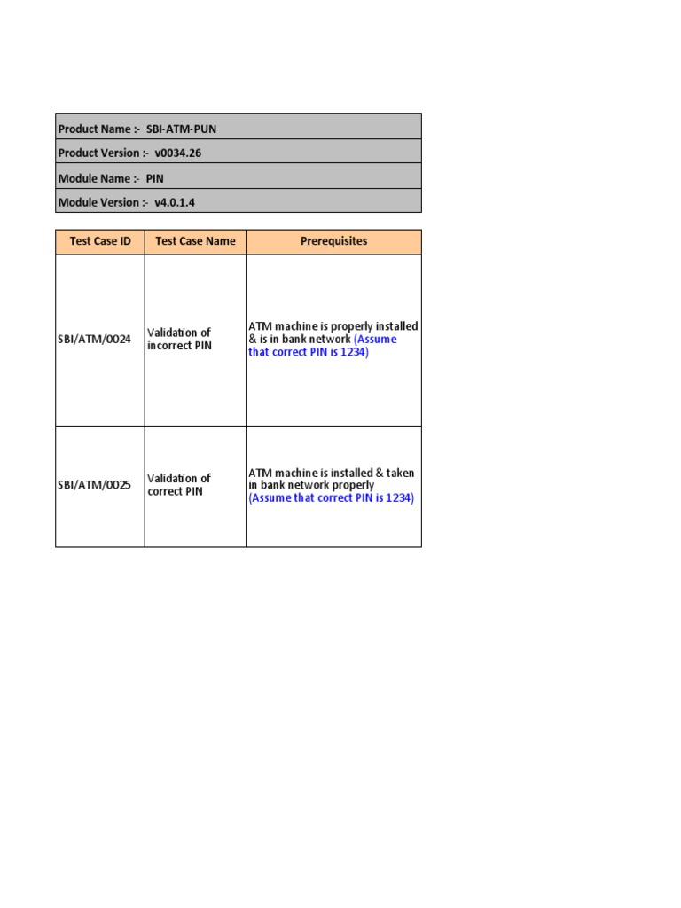 SBI ATM PIN Validation Test Cases | PDF | Personal Identification ...