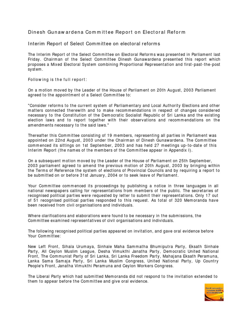 150428160429dinesh Gunawardena Report Interim Report of Select ...