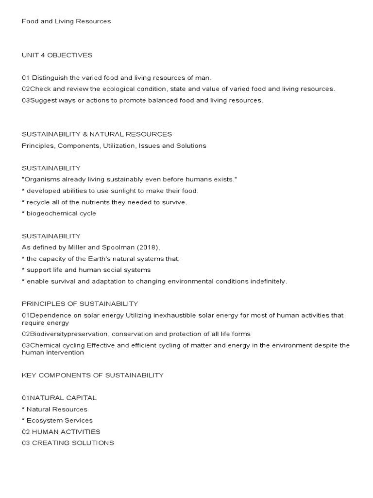 Food and Living Resources 1 | PDF | Sewage Treatment | Water Pollution