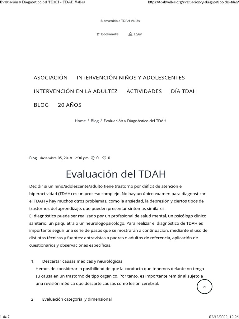 Evaluación y Diagnóstico Del TDAH - TDAH Valles | Descargar gratis PDF | Desorden hiperactivo y ...