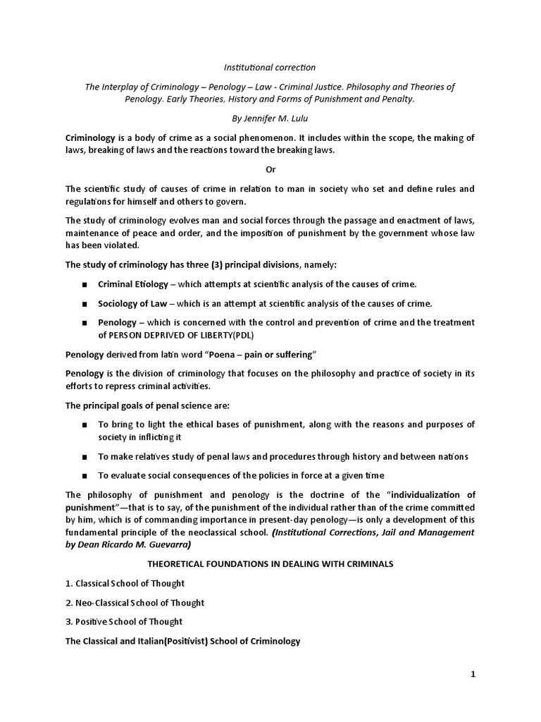 Institutional Corrections MODULE 1 | PDF | Prison | Criminology