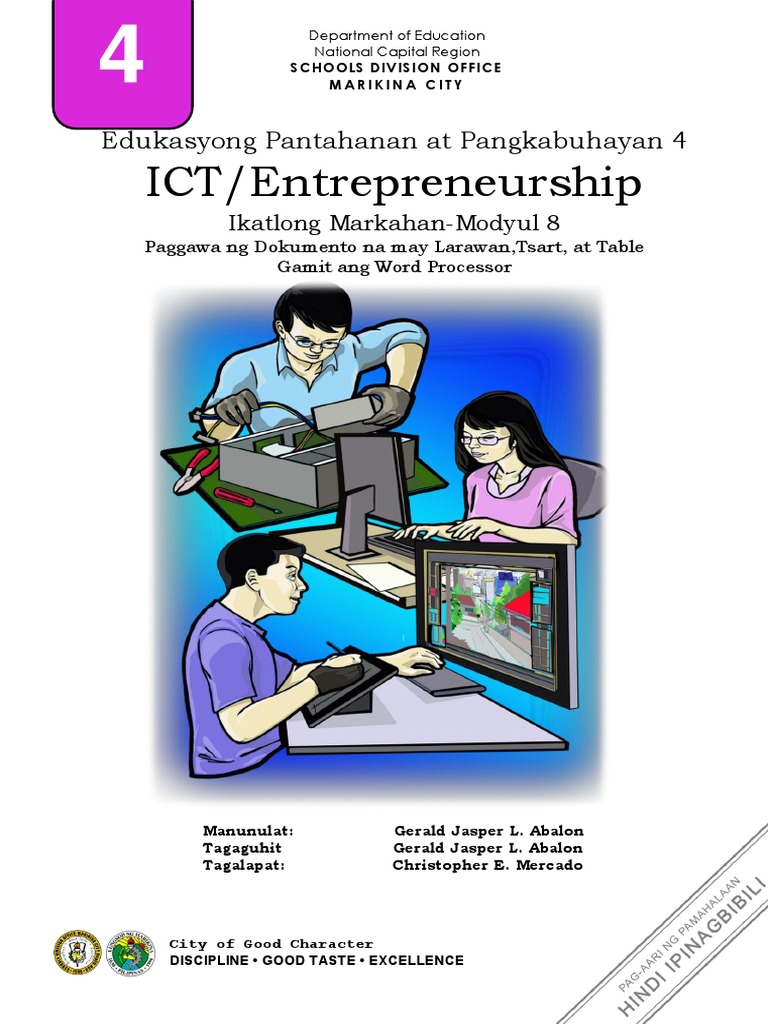 EPP4 ICT Q3 Mod8 Paggawa-Dokumento-Gamit-Ang-Word-Processor V1 | PDF