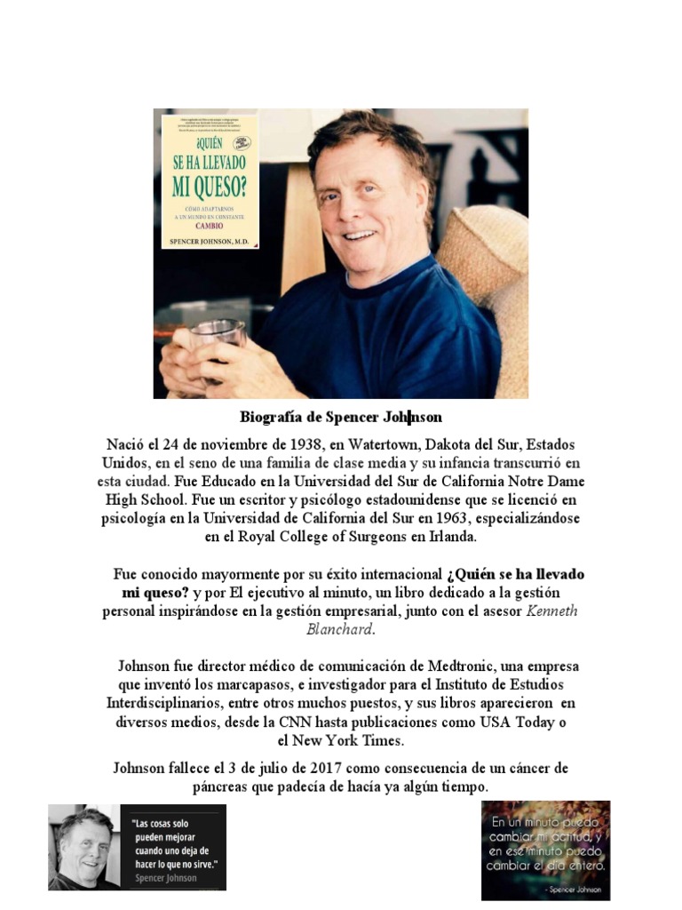 Biografía de Spencer Johnson | PDF | Relaciones personales, crianza y ...